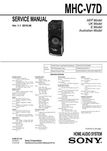 Manual de servicio MHC-V7D